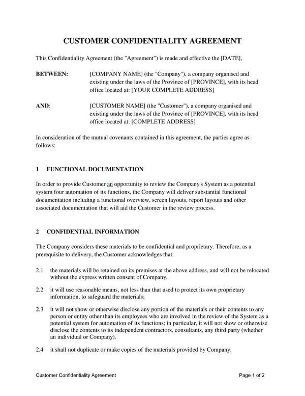 Client Confidentiality Agreement Template - Smart Sales Kit