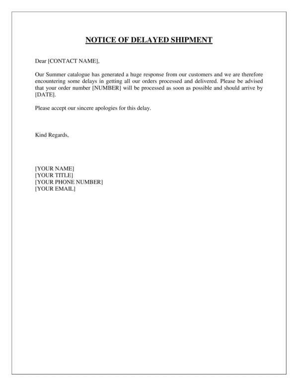 Delay on Order Notice Template - Smart Sales Kit